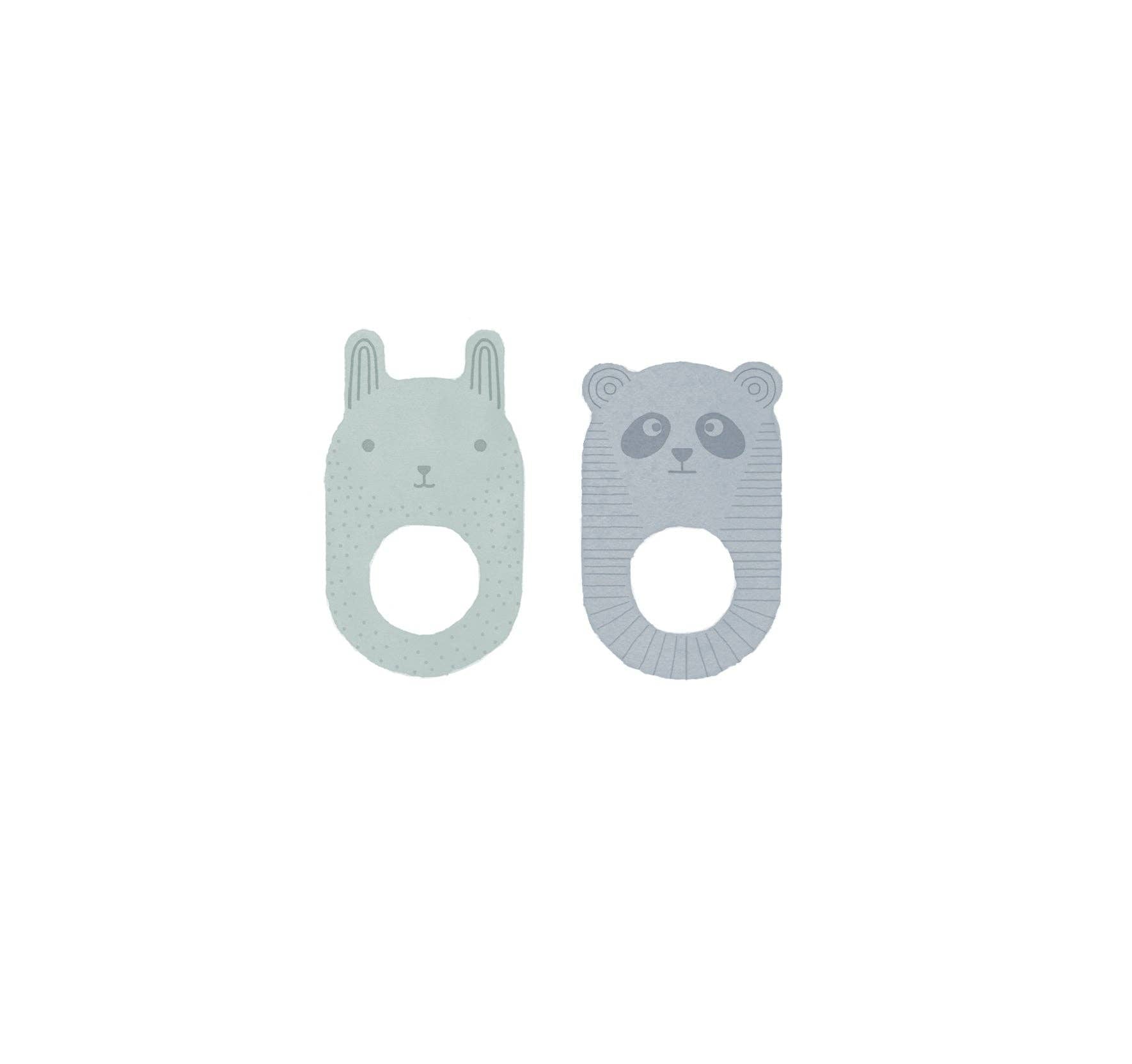 OYOY LIVING DESIGN - Ninka & Ling Ling Baby Teether - Pack of 2 - Pale ...